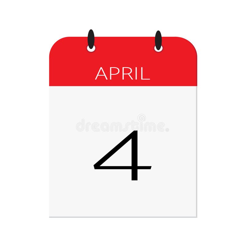 Calendar 4 April Easter Day Icon Flat Vector Stock Illustration ...
