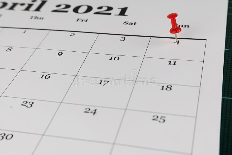 Calendar for April with the First Day Ringed in Pin Stock Photo - Image ...