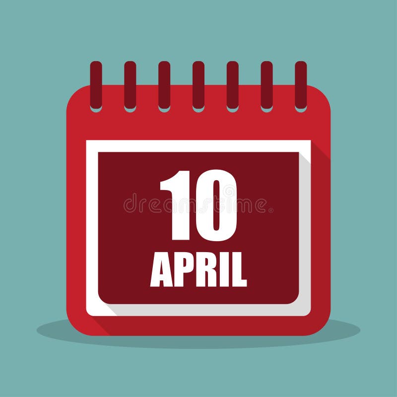 Calendar with 10 April in a Flat Design. Vector Illustration Stock ...