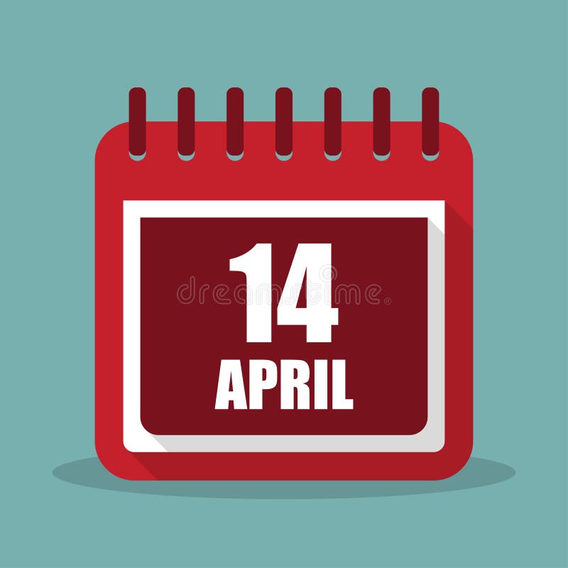Calendar with 14 April in a Flat Design. Vector Illustration Stock ...