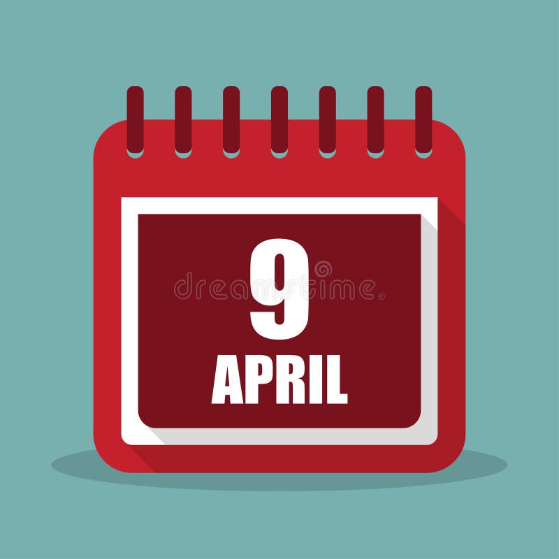 Calendar with 9 April in a Flat Design. Vector Illustration Stock ...