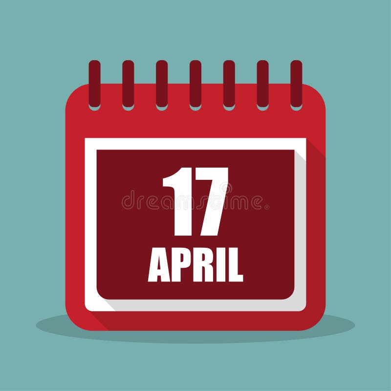 Calendar with 17 April in a Flat Design. Vector Illustration Stock ...