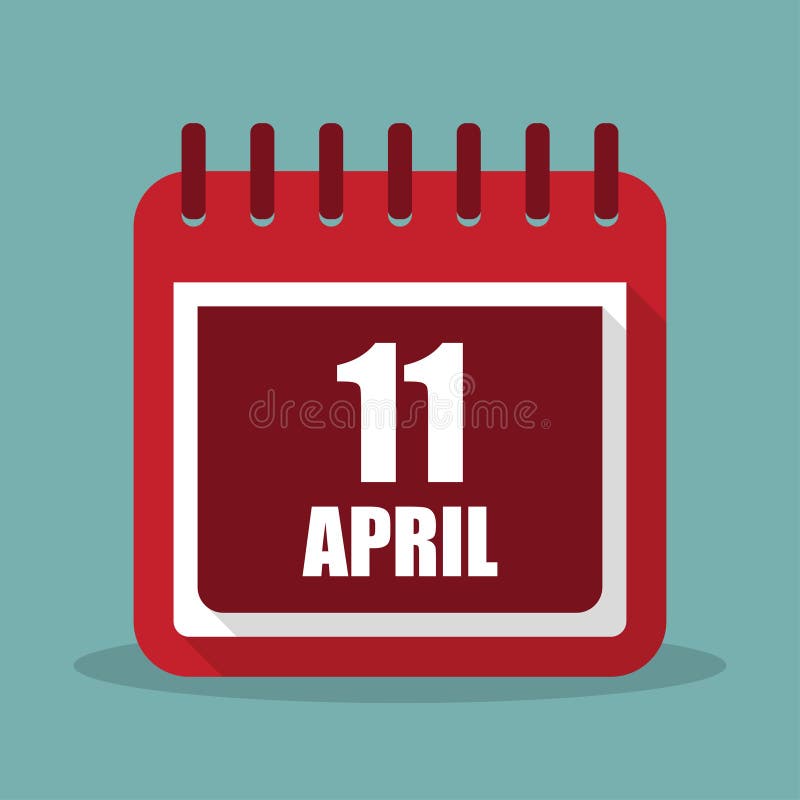 Calendar with 11 April in a Flat Design. Vector Illustration Stock ...