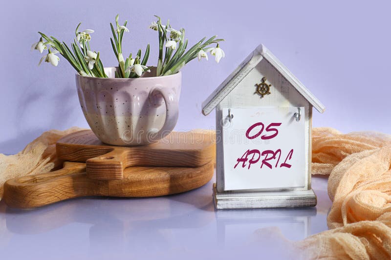 Calendar for April 5: Numbers 05, Name of the Month April on a ...