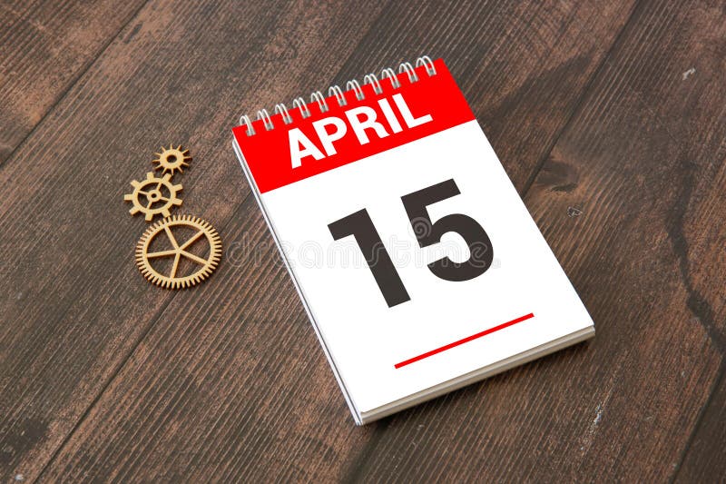 Calendar with April 15th Isolated on White Background Stock Photo ...