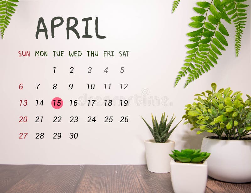 Calendar with April 15th Isolated on White Background Stock Photo ...