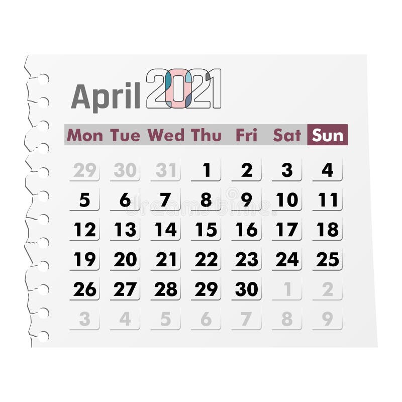 April 2021. Calendar Planner Design Template Stock Vector ...