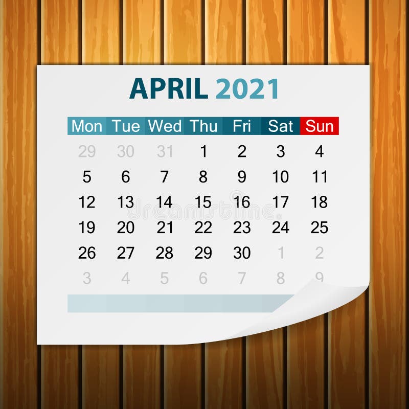 April 2021. Calendar Planner Design Template Stock Vector ...