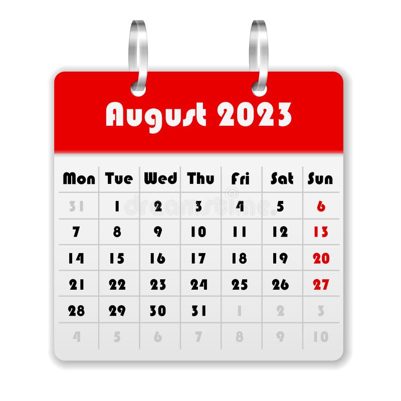 August Calendar 2023 Stock Illustrations – 5,507 August Calendar 2023 ...