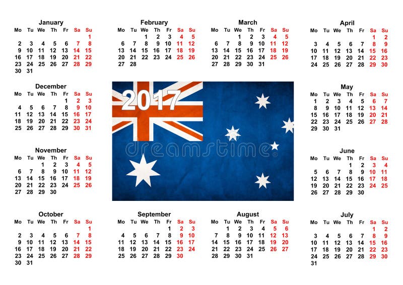Calendar with Australian Flag Stock Illustration - Illustration of flag ...