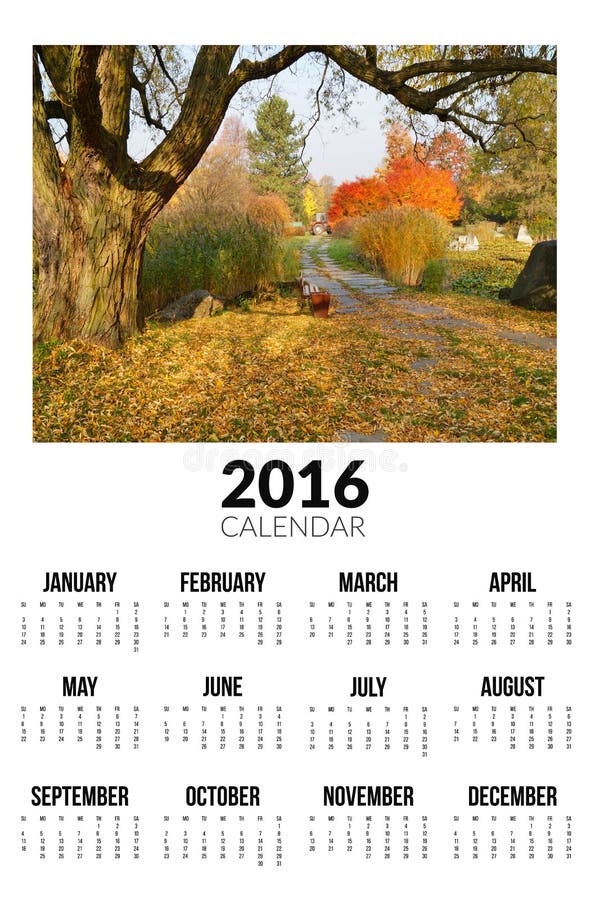 Calendar for 2016..Autumn Landscape Stock Image - Image of autumn, plan ...