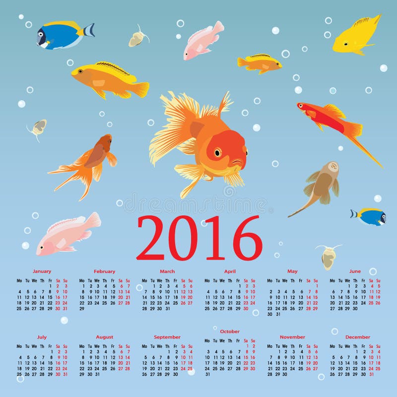 Calendar 2016 on the Background Stock Illustration - Illustration of ...