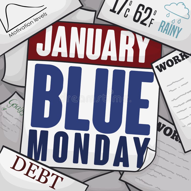 Calendar, Bills, Depressing Work and Paper Commemorating the Blue ...