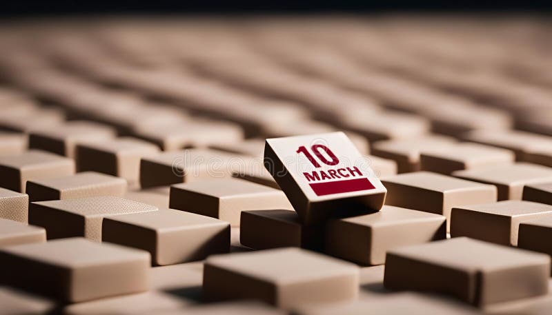 Calendar Block with 10 March Stock Image - Image of month, minimalist ...