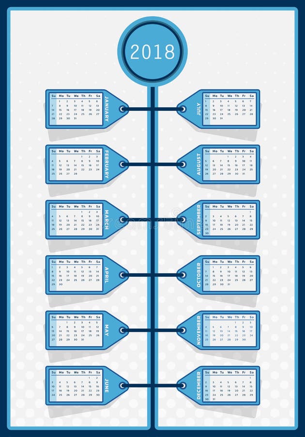 Calendar 2018 label design stock vector. Illustration of design - 102896331