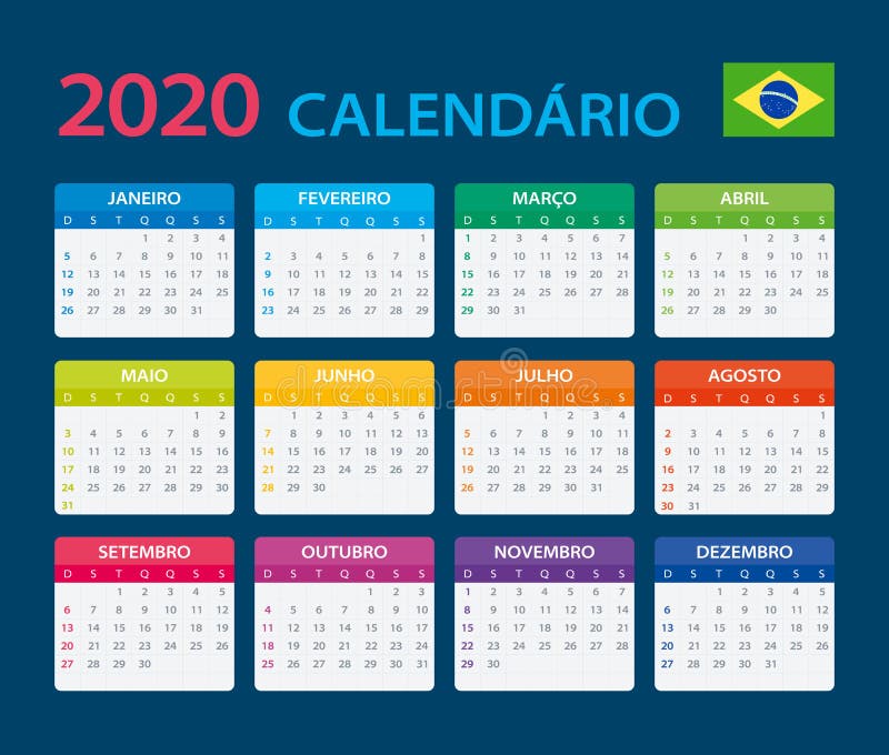 2020 Calendar Brazilian - Vector Illustration Stock Illustration ...