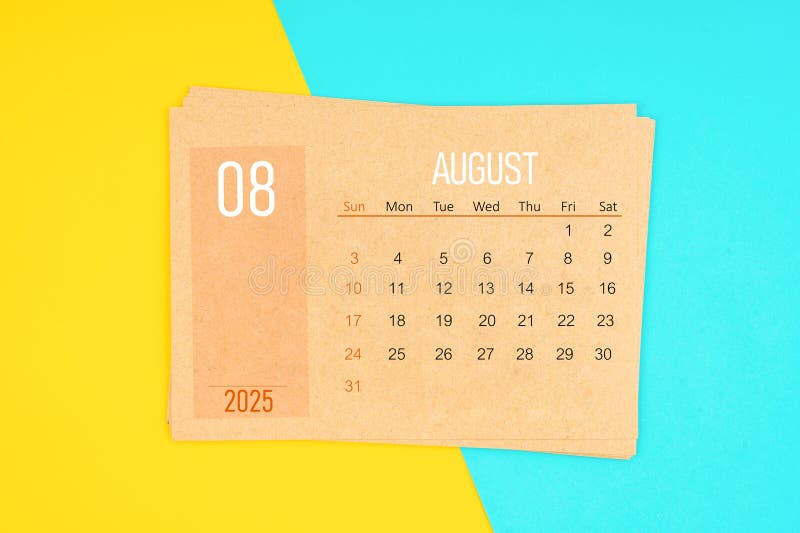 August 2025 Card Calendar Yellow Background Stock Photos - Free ...