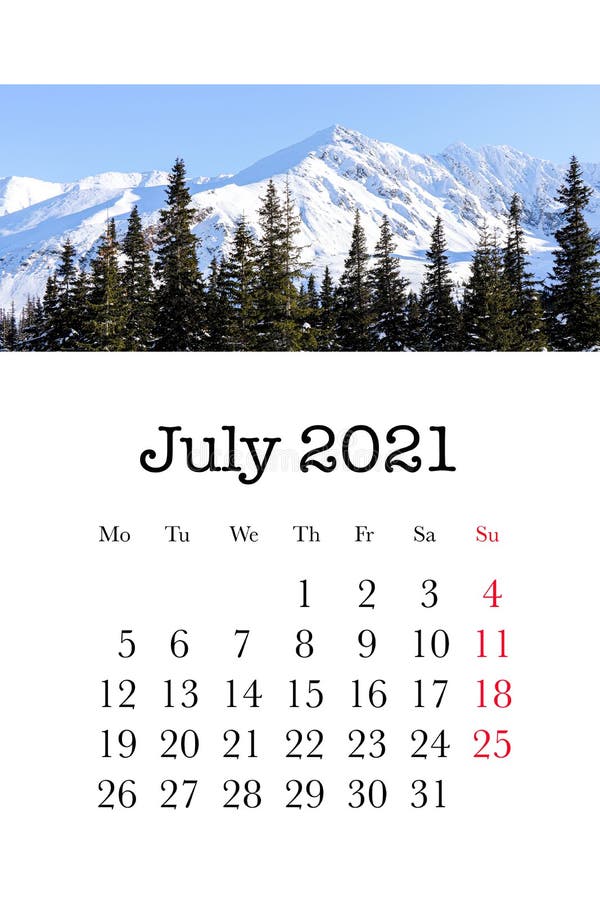 Calendar Card for the Month of July Stock Illustration - Illustration ...