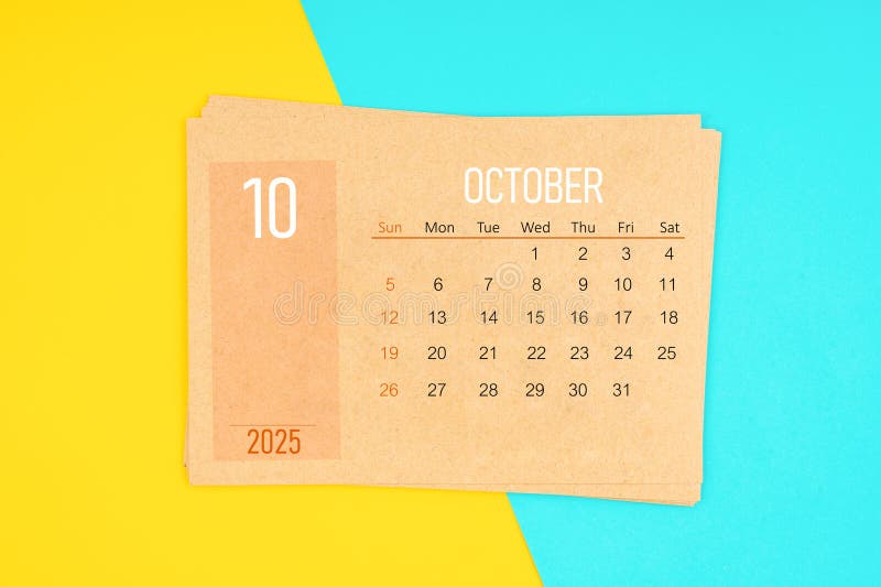 October 2025 Card Calendar Yellow Background Stock Photos - Free ...