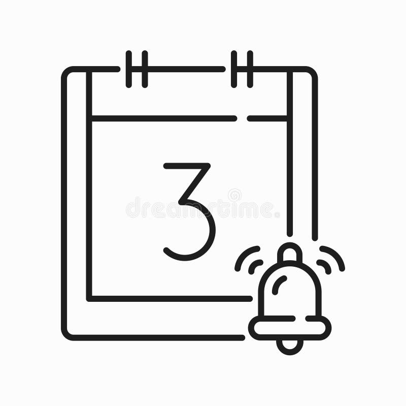 Calendar Check Date, Bell Reminder Outline Icon Stock Vector ...
