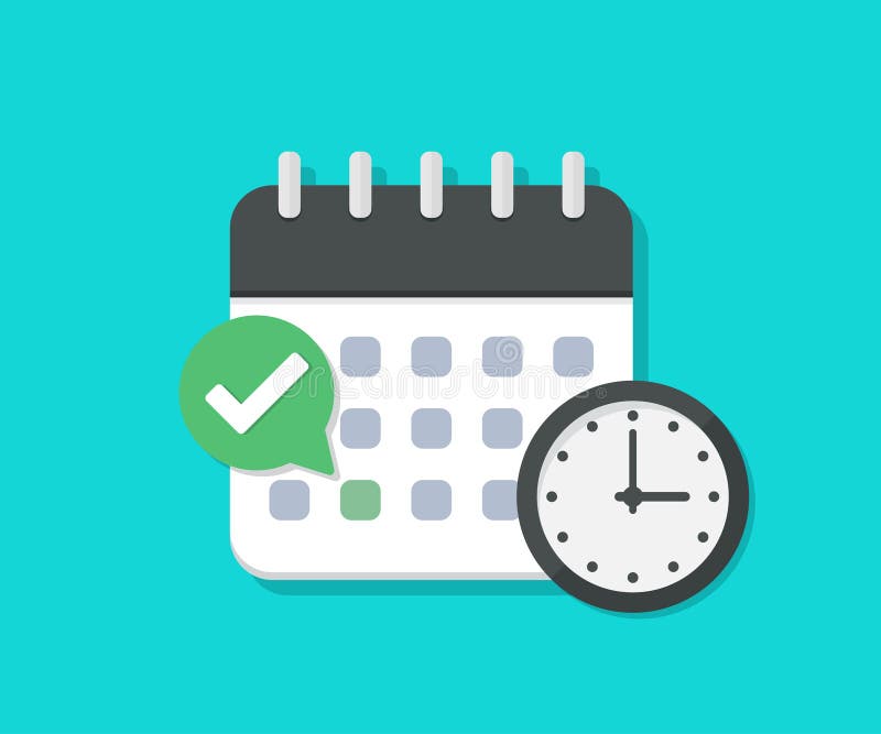 Calendar with Check Mark in a Flat Design. Plan Completed Stock Vector ...