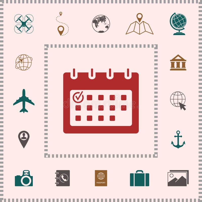 Calendar with Check Mark- Icon Stock Vector - Illustration of flat ...