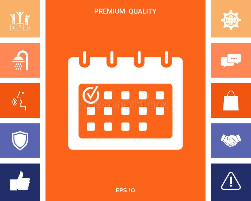 Calendar with Check Mark- Icon Stock Vector - Illustration of page ...