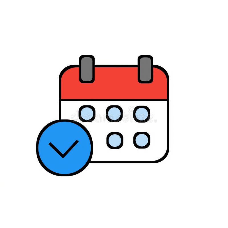 Calendar with Check Mark Icon Flat Design Vector Illustration Stock ...