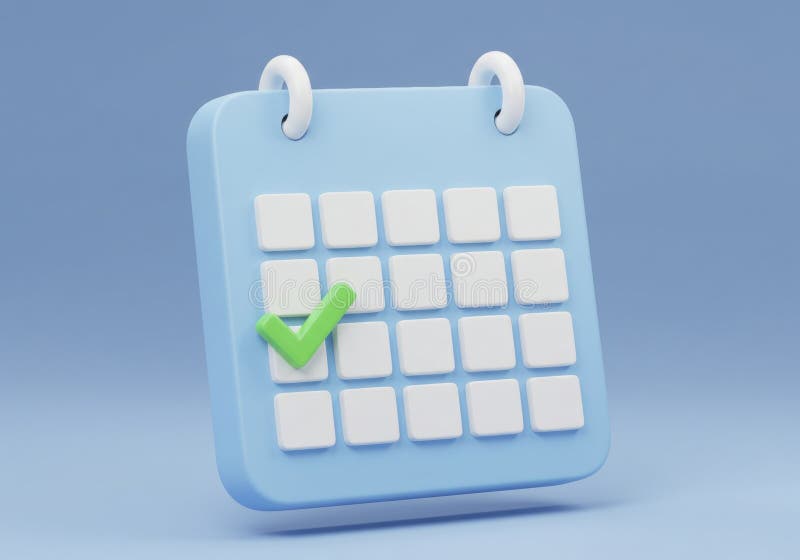 Calendar with Check Mark Indicating Event Completion or Confirmation ...