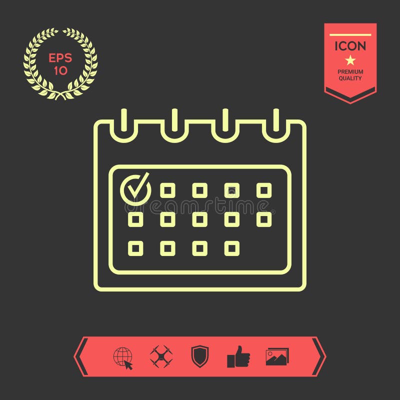 Calendar with Check Mark- Line Icon . Graphic Elements for Your Design ...