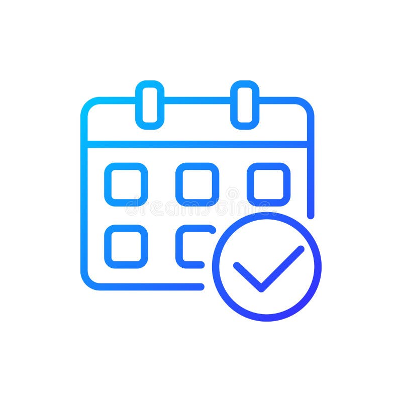 Calendar with Check Mark Pixel Perfect Gradient Linear Vector Icon ...