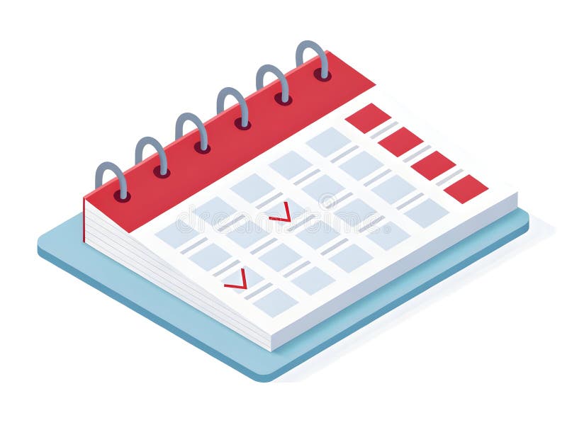 Calendar with Check Marks Isometric Illustration for Planning Stock ...