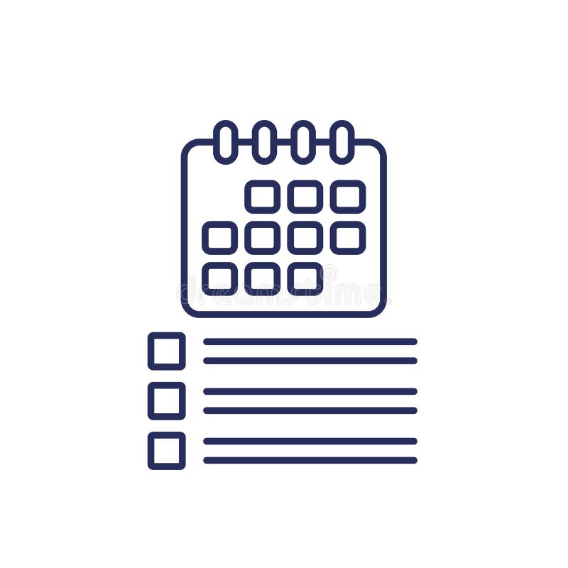 Calendar and Checklist Line Icon Stock Vector - Illustration of ...