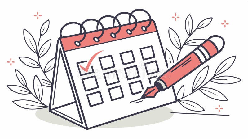 Calendar with Checklist and Pen, Symbolizing Planning and Tasks Vector ...