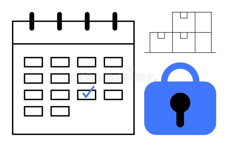 Calendar with Confirmed Date Highlighted, Box Arrangement, and Blue ...