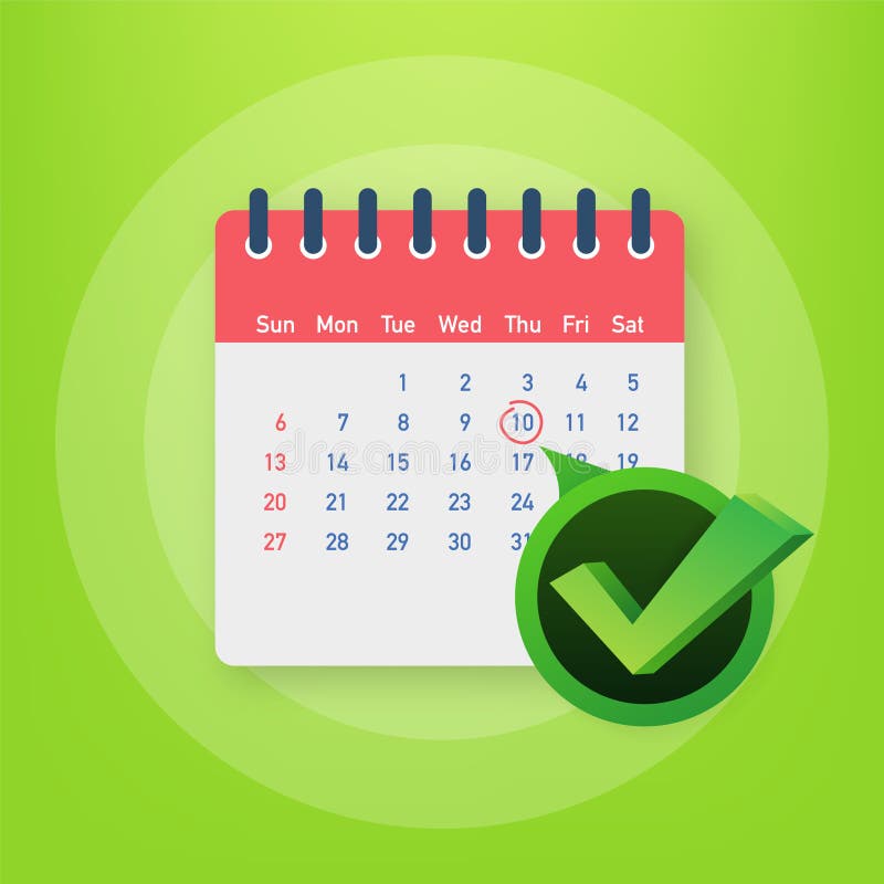 Calendar with Checkmark or Tick. Approved or Schedule Date. Vector ...