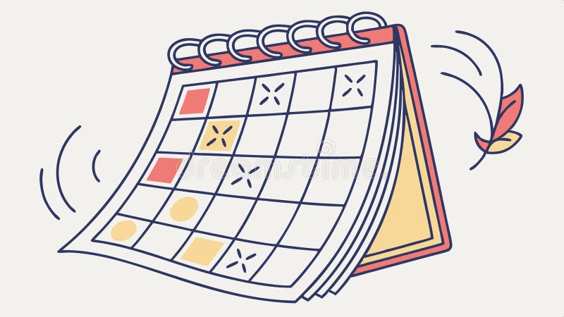 Calendar with Checkmarks and Feather, Symbolizing Planning Completion ...