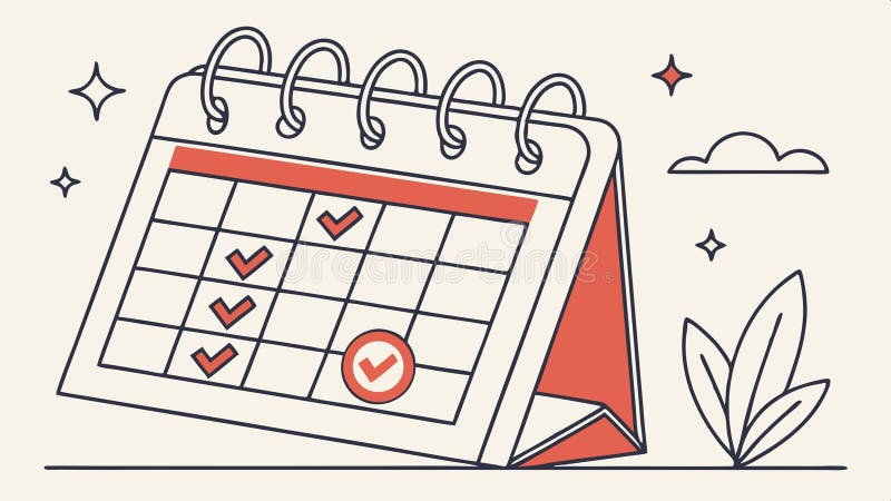 Calendar with Checkmarks and Plant, Planning, Schedule, Growth Graphic ...