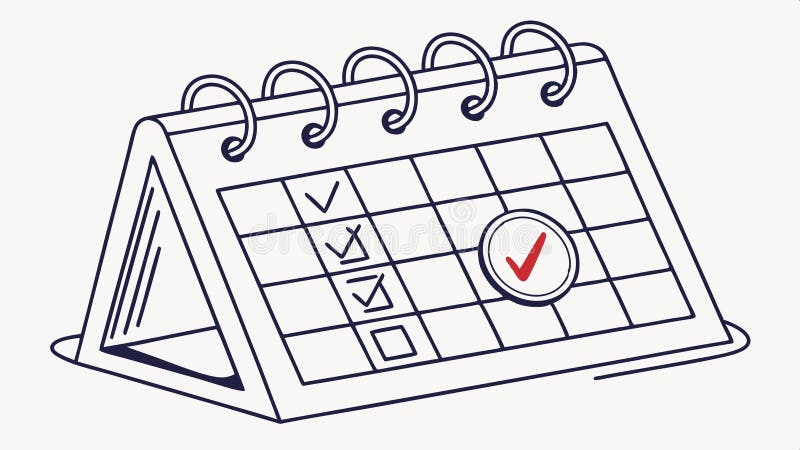 Calendar with Checkmarks Showing Completed Tasks Vector Design ...