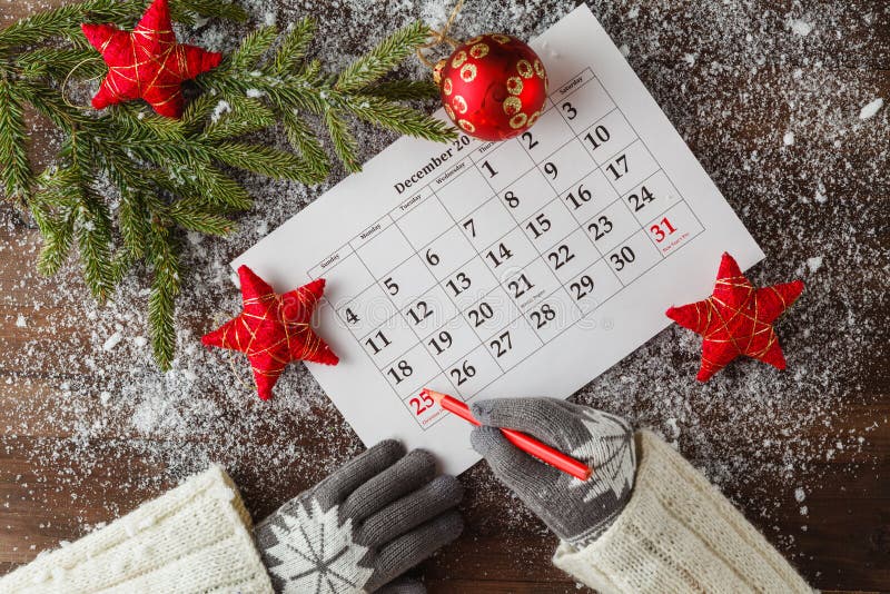 Calendar or Christmas Day with Note Text of Holiday ,concept for Stock ...