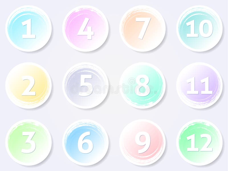 Colorful Calendar Circle Labels Month Numbers Stock Vector ...