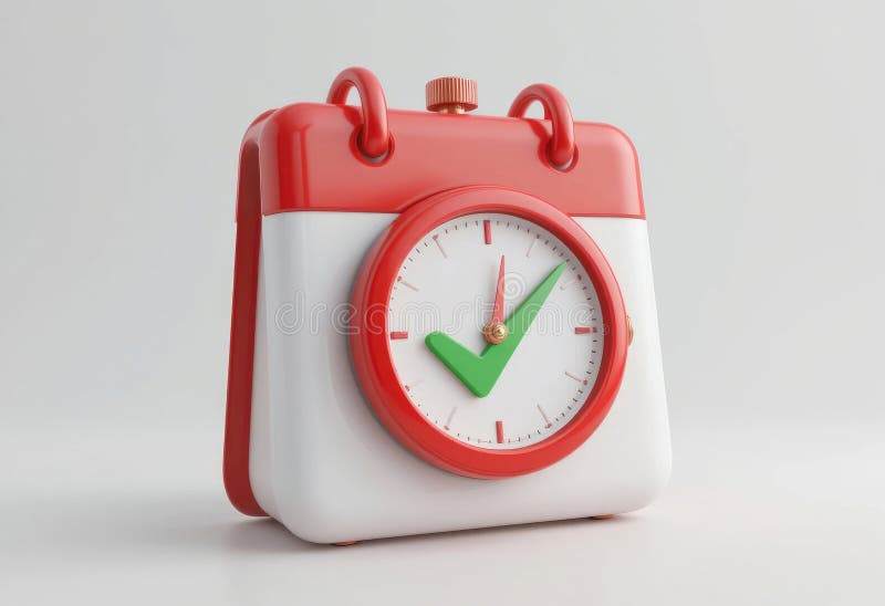 Calendar with Clock and Check Mark Illustration for Schedule Management ...