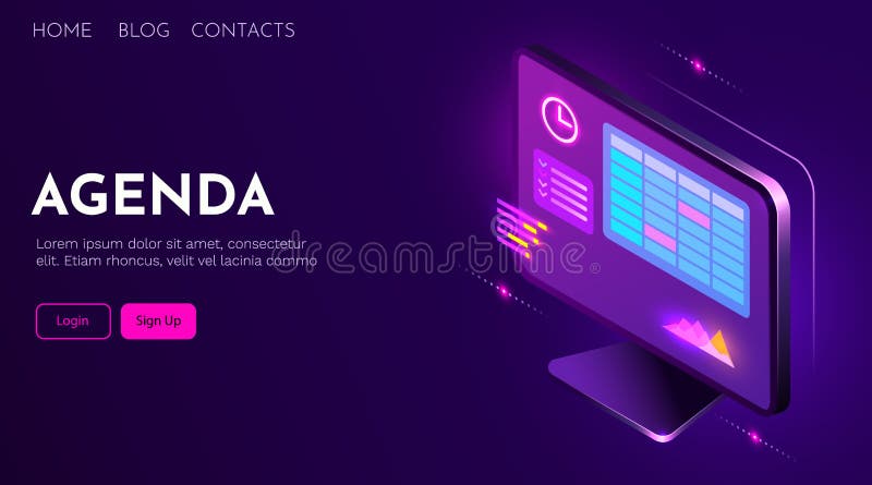Calendar and Clock on Computer Screen. Schedule Concepts. Modern ...