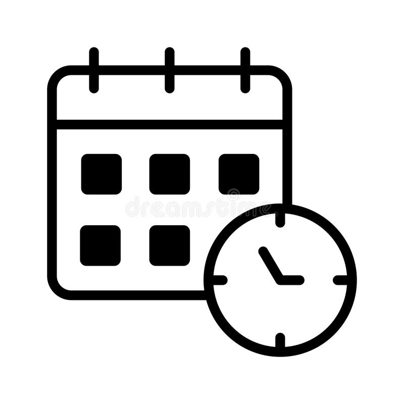 Calendar with Clock, Concept Icon of Timetable in Modern Style Stock ...