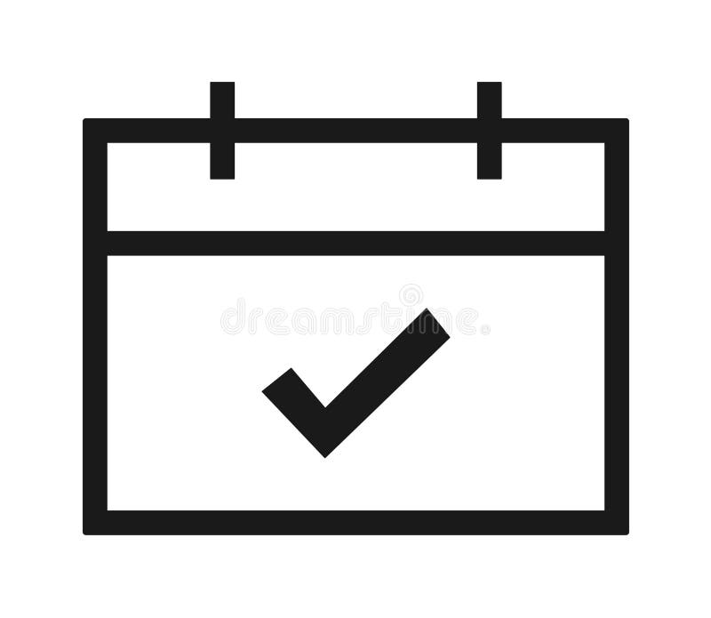 Calendar with Tick Symbol or Check Mark Stock Vector - Illustration of ...
