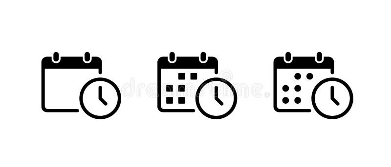 Calendar with Clock Icon Set. Date with Time Sign Symbol Stock Vector ... Calendar with Clock Icon Set. Date with Time Sign Symbol Stock Vector ...