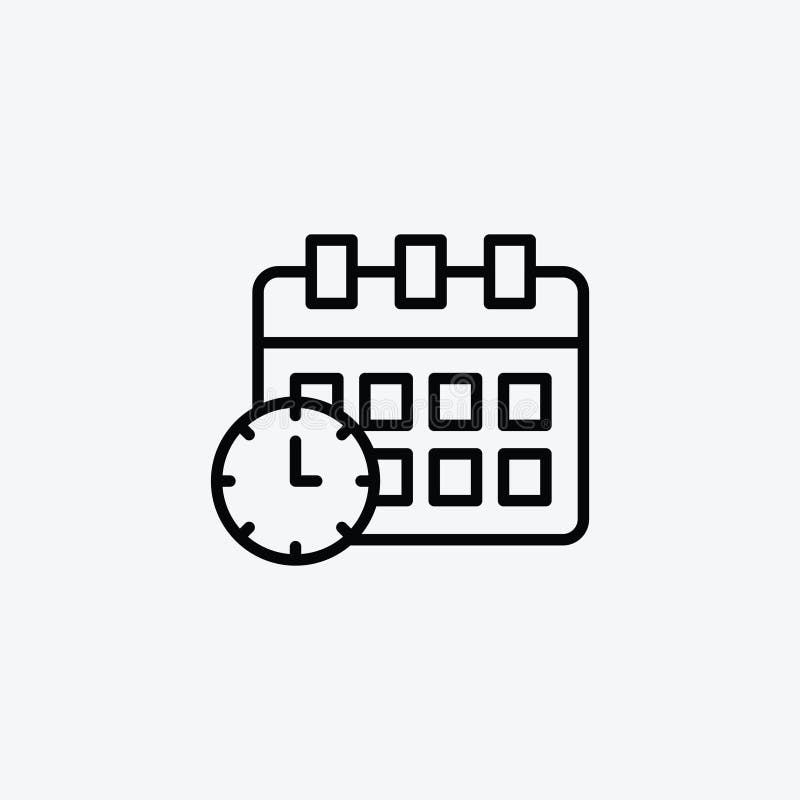 Calendar Clockline in Thin Line Black Color. Flat Simple Vector Symbols ...