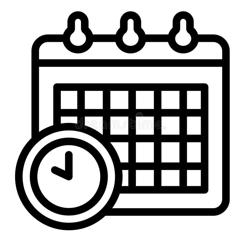 Calendar and Clock Line Icon, Remote Work Concept. Vector Graphics ...