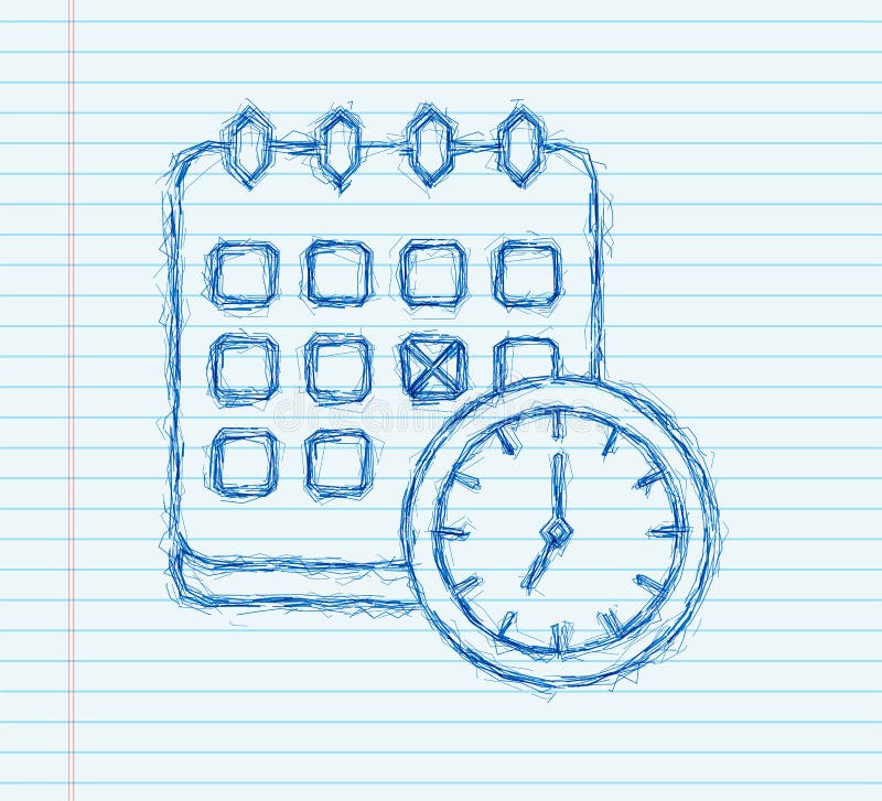 Calendar and Clock Line Icon. Schedule Concepts. Sketch Icon. Modern ...