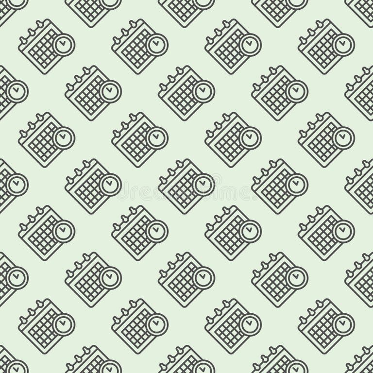 Calendar and Clock Line Seamless Pattern, Remote Work Theme. Vector ...